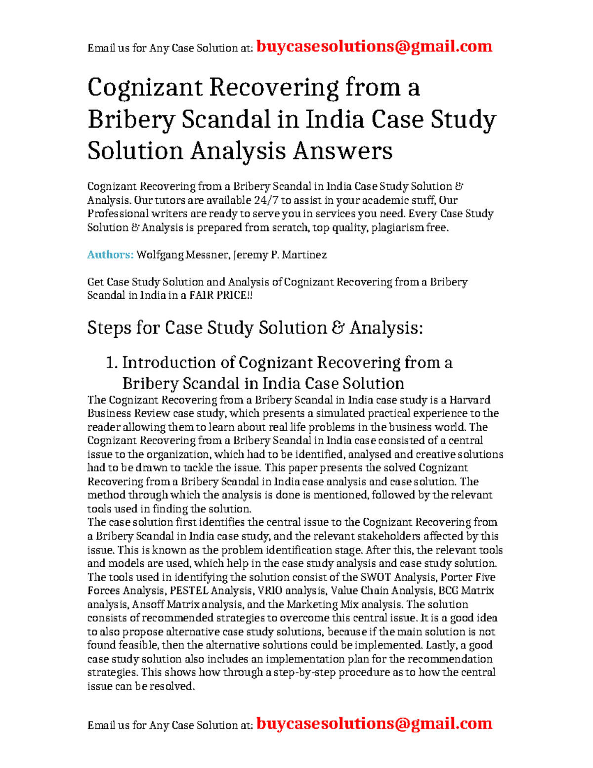Cognizant Case Study Solution: Recovering from Bribery Scandal in India ...