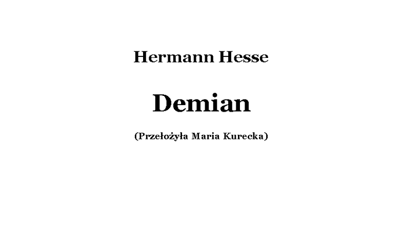 Hermann-Hesse-Demian - Hermann Hesse Demian (Przełożyła Maria Kurecka ...