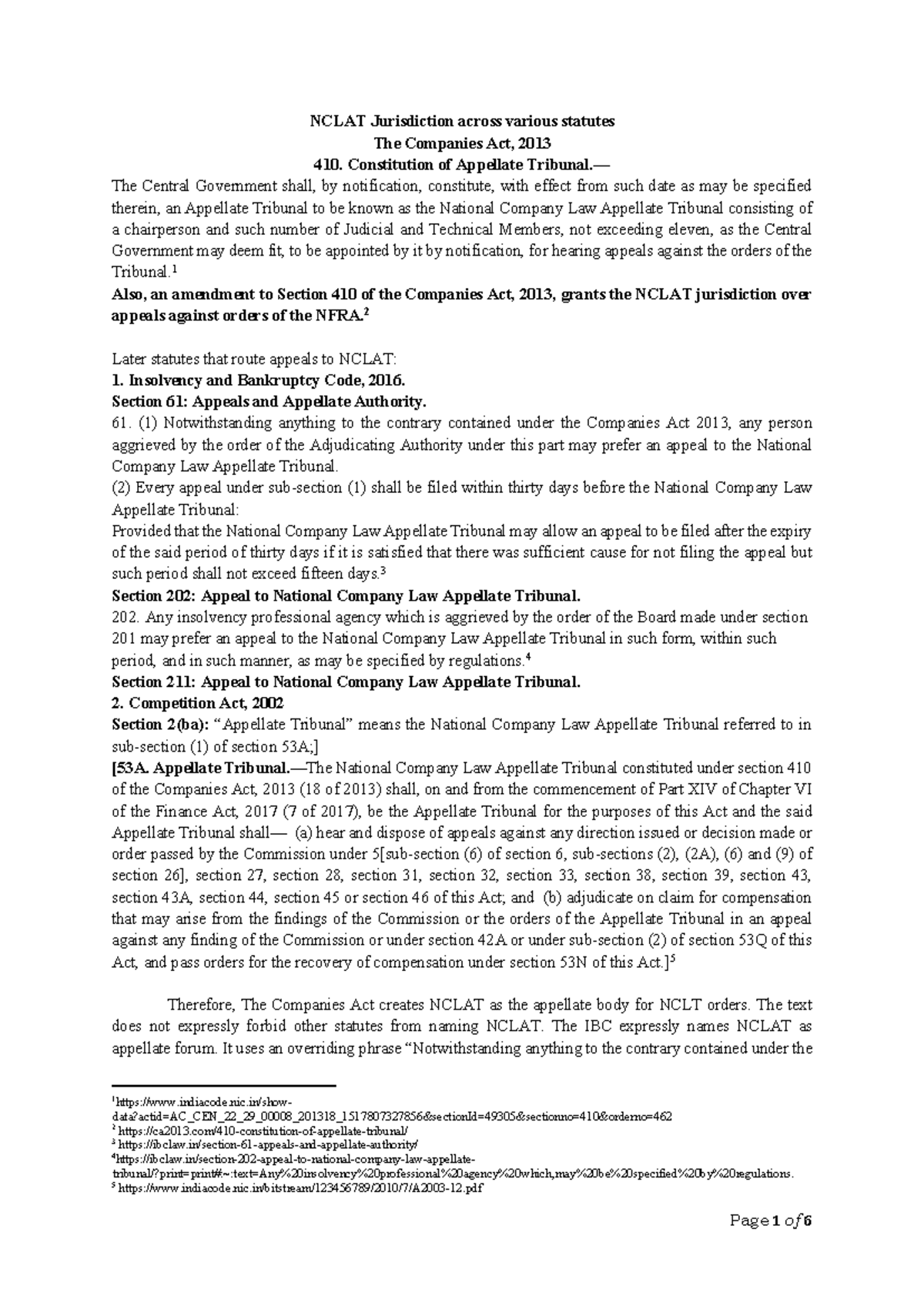 NCLAT Jurisdiction Expansion: Insights from Statutes & Case Law - Studocu