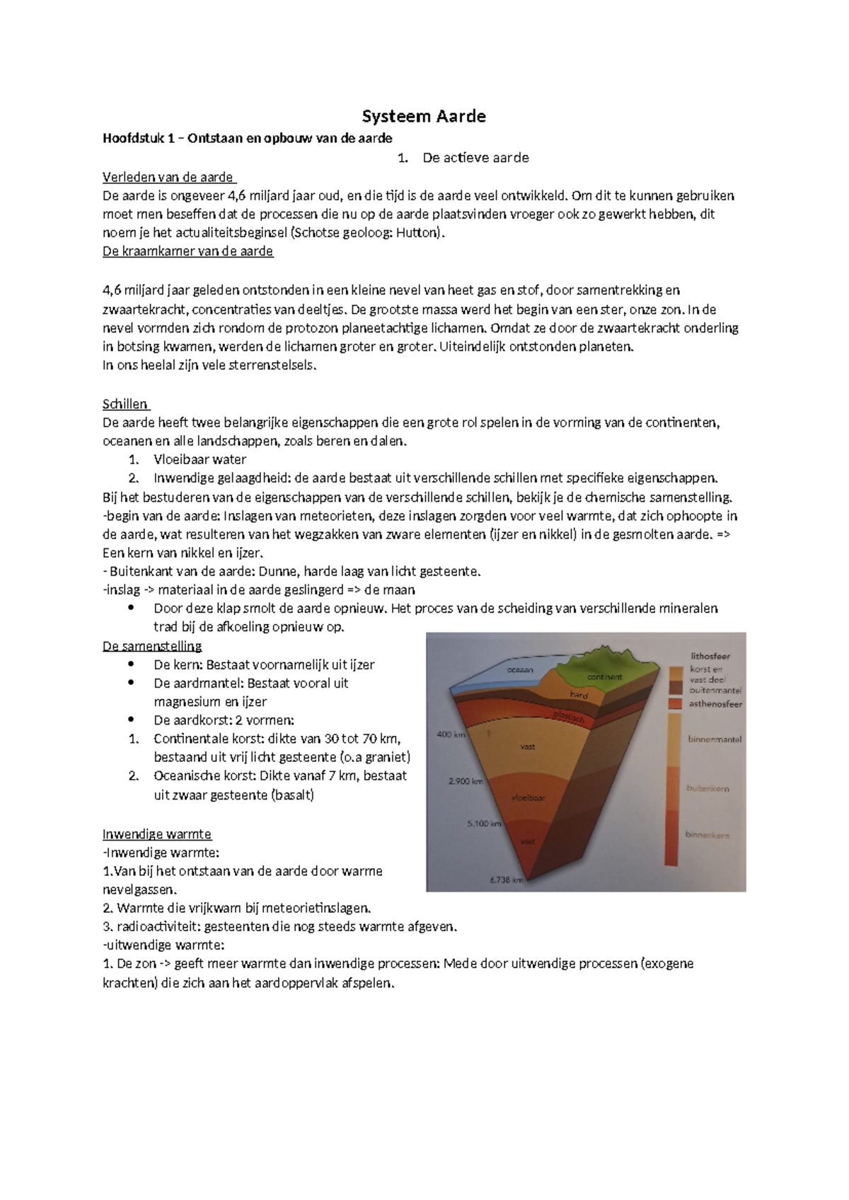 Systeem Aarde - Samenvatting Hoofdstukken 1 en 2 voor Cursus Geologie ...