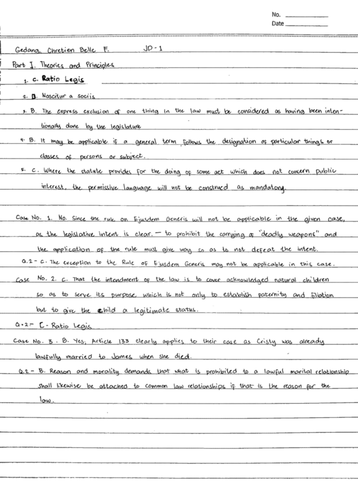 Case Digests for StatCon - No. Date Gedang, Chretien Belle F. JD 1 Part ...