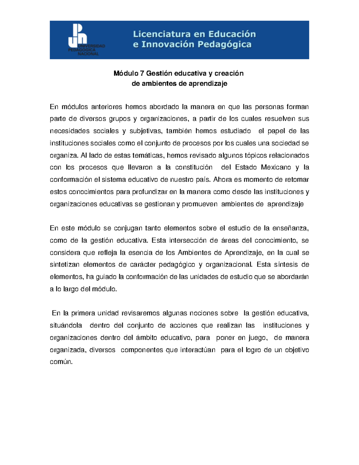 Módulo 7: Gestión Educativa y Creación de Ambientes de Aprendizaje ...