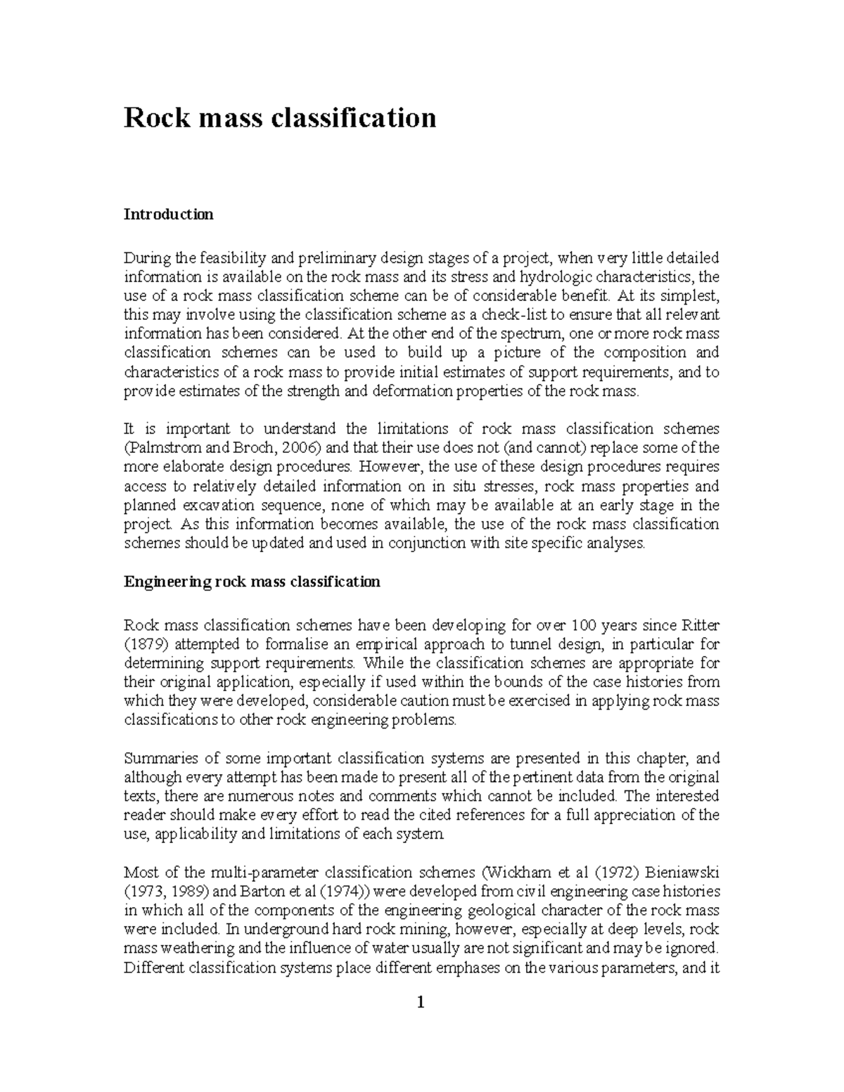 Practical Rock Engineering Chapter 3: Rock Mass Classification Methods ...