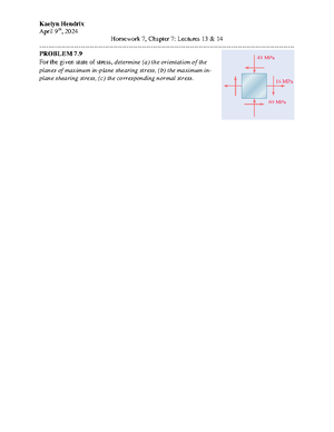 HW4 Ch4 - Blank - March 15 th, 2024 Homework 4 , Chapter 4 : Lecture 7 Problem 4. Knowing that ...