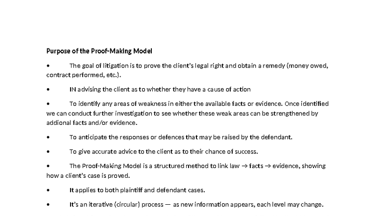 Proof Making Model PLT Notes: Understanding Legal Frameworks - Studocu