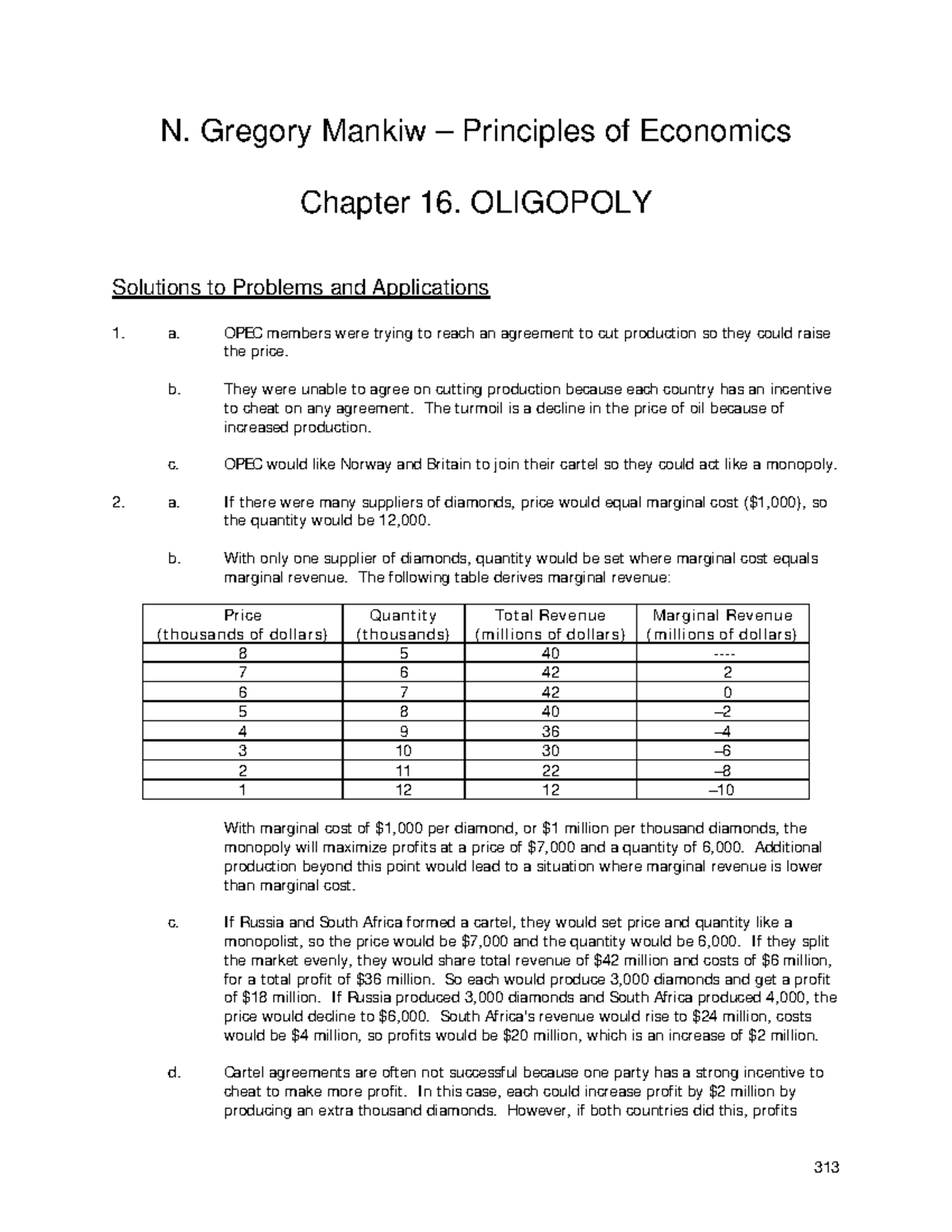 Mankiw ECON 101 Chapter 16 Solutions: Oligopoly Problems Explained ...