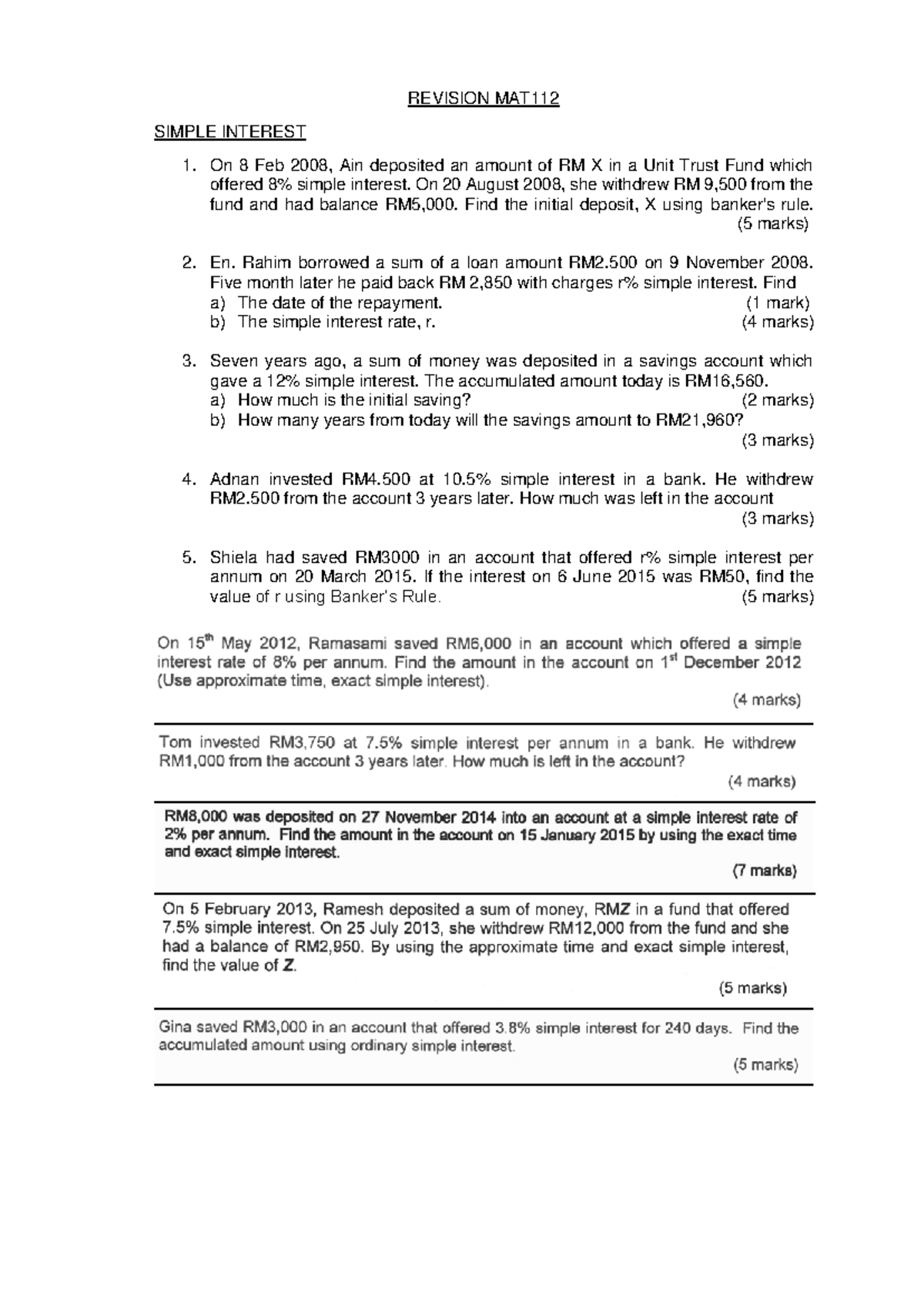Revision MAT112 Diploma - Business in Mathematics - UiTM - Studocu