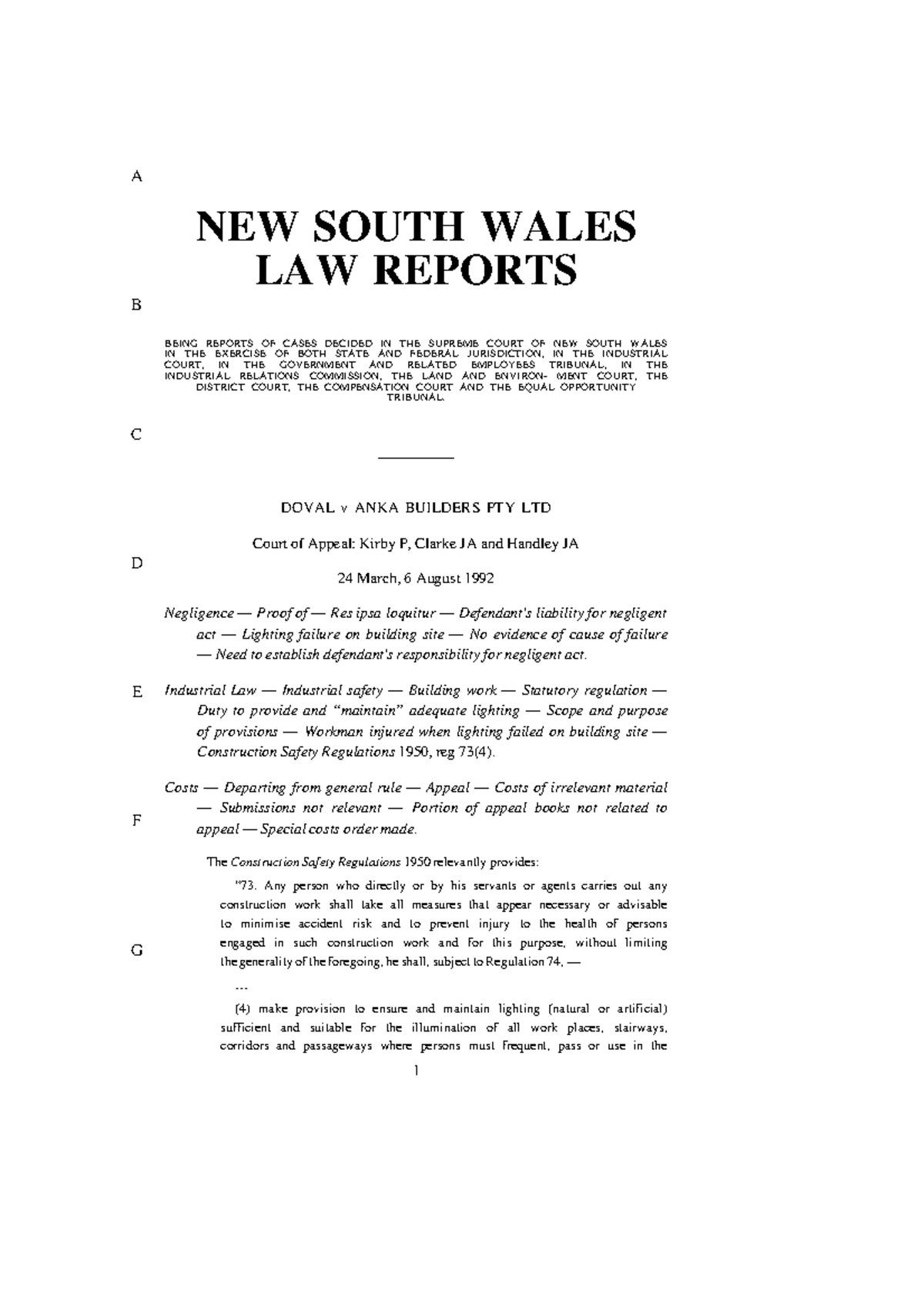 Doval v Anka Builders Pty Ltd: Negligence & Construction Safety ...