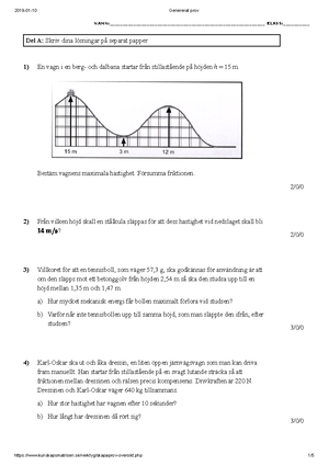 Fysik 1 - uppgifter och övningar - FY 1: F01 Rörelse och Newton’s lagar - Hastighet Centralt ...