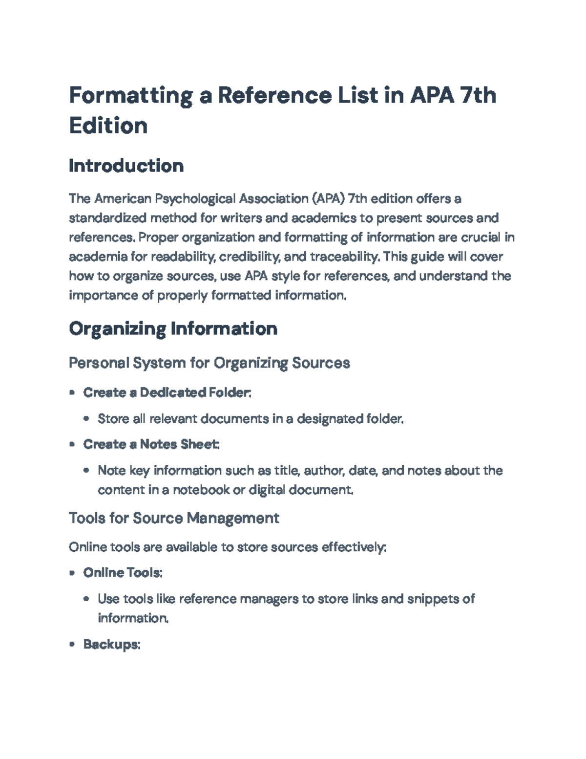 Formatting References in APA 7th Edition: A Comprehensive Guide - Formatting a Reference List in ...