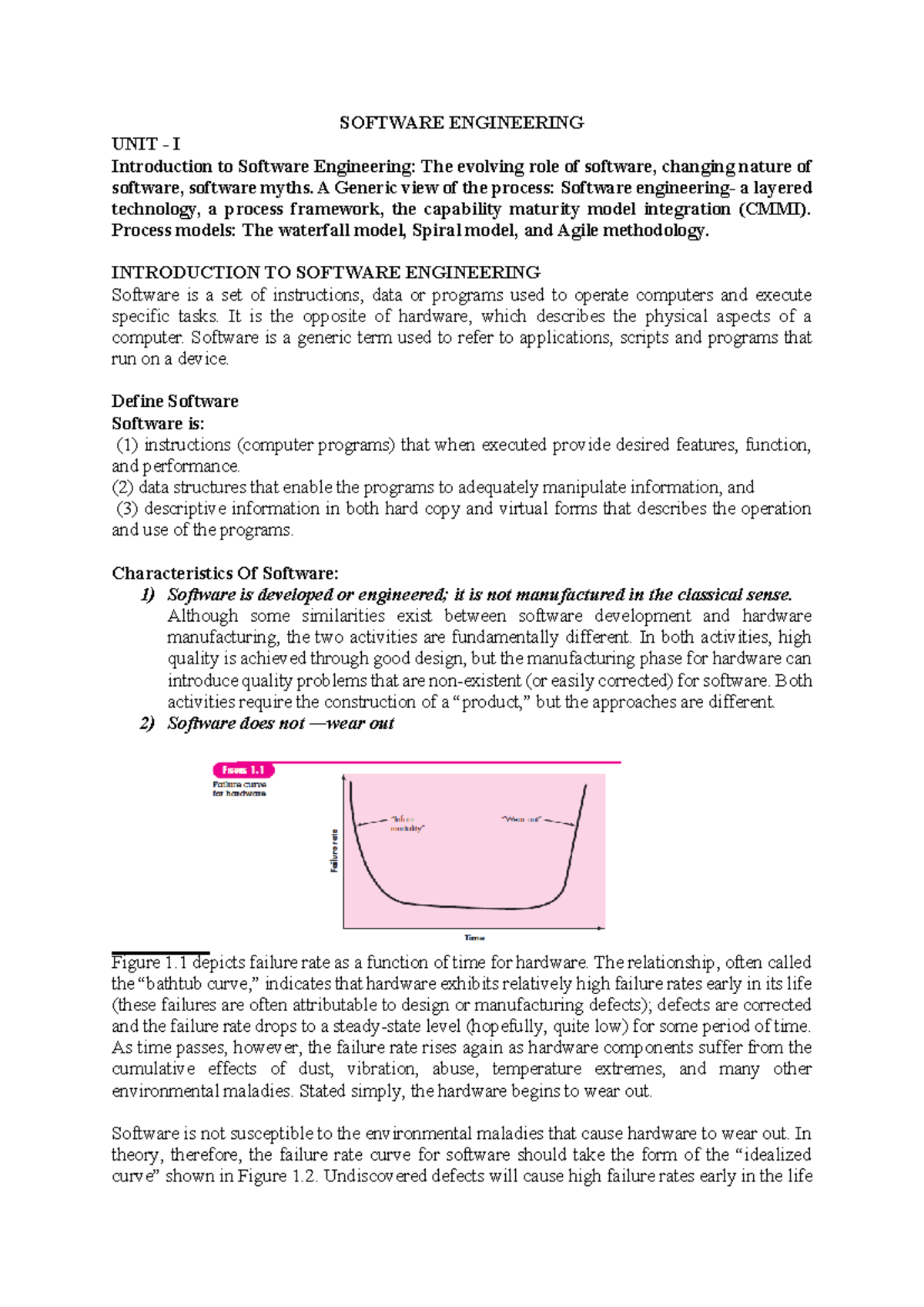 SE Unit 1 Notes: Introduction to Software Engineering Concepts - Studocu