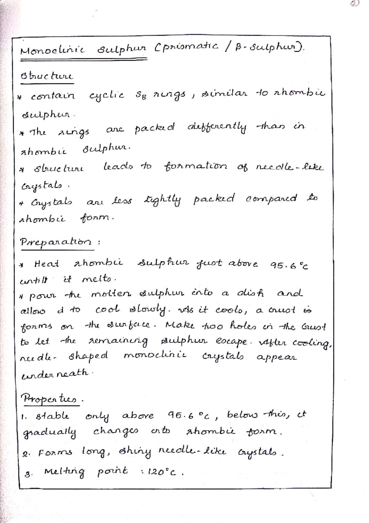 Monoclinic Sulphur: Structure, Preparation, and Properties (Chem 101 ...