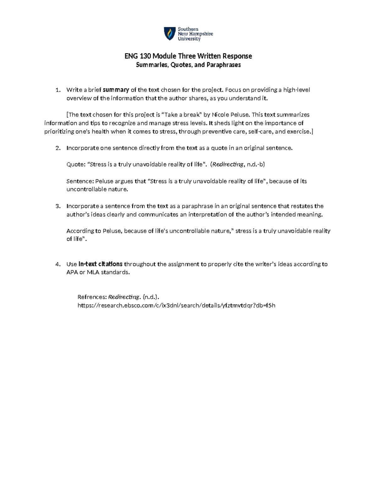 ENG 130 Module 3 Written Response: Summaries, Quotes & Paraphrases ...