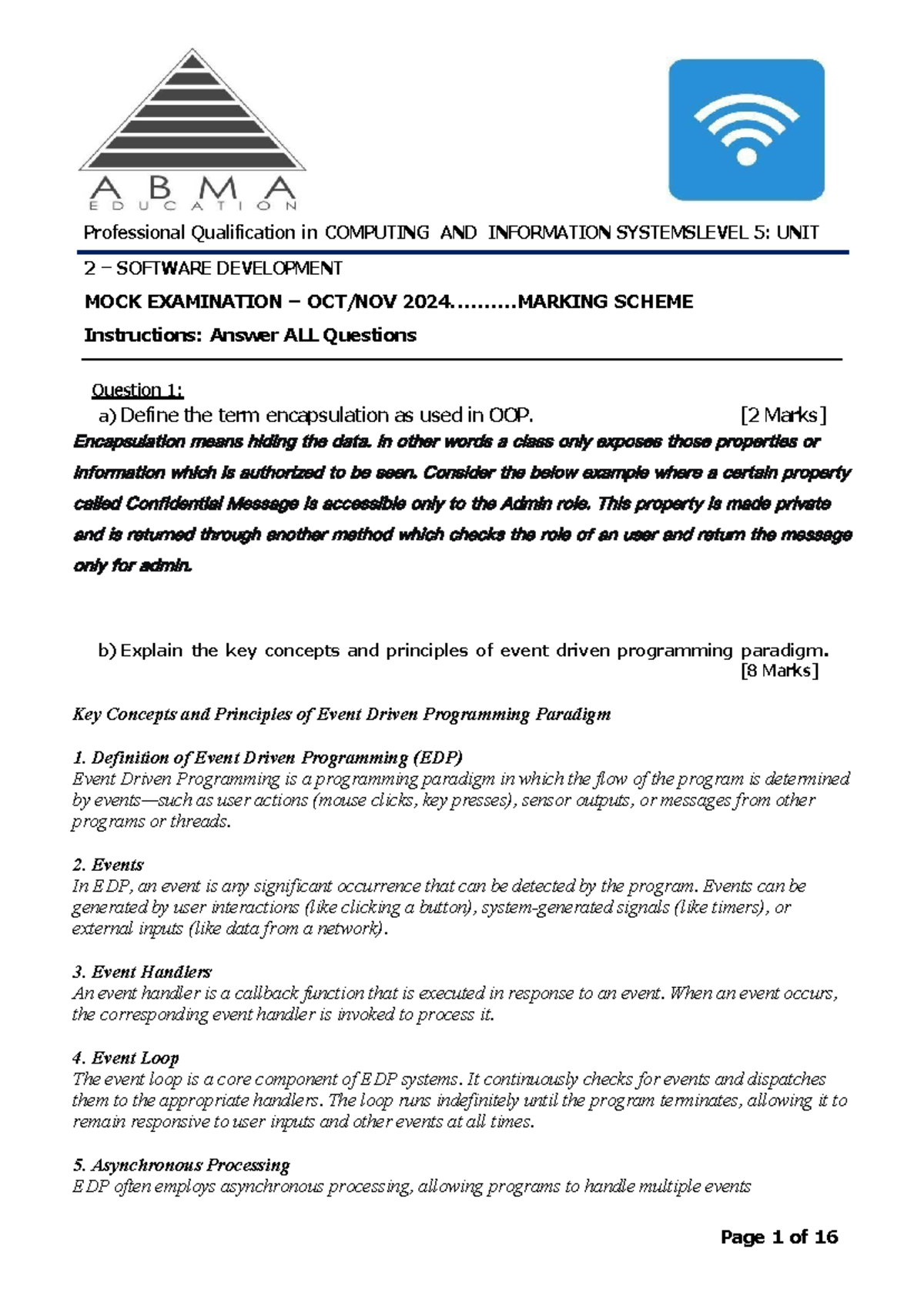 Professional Qualification in COMPUTING AND INFORMATION SYSTEMS LEVEL 5 ...