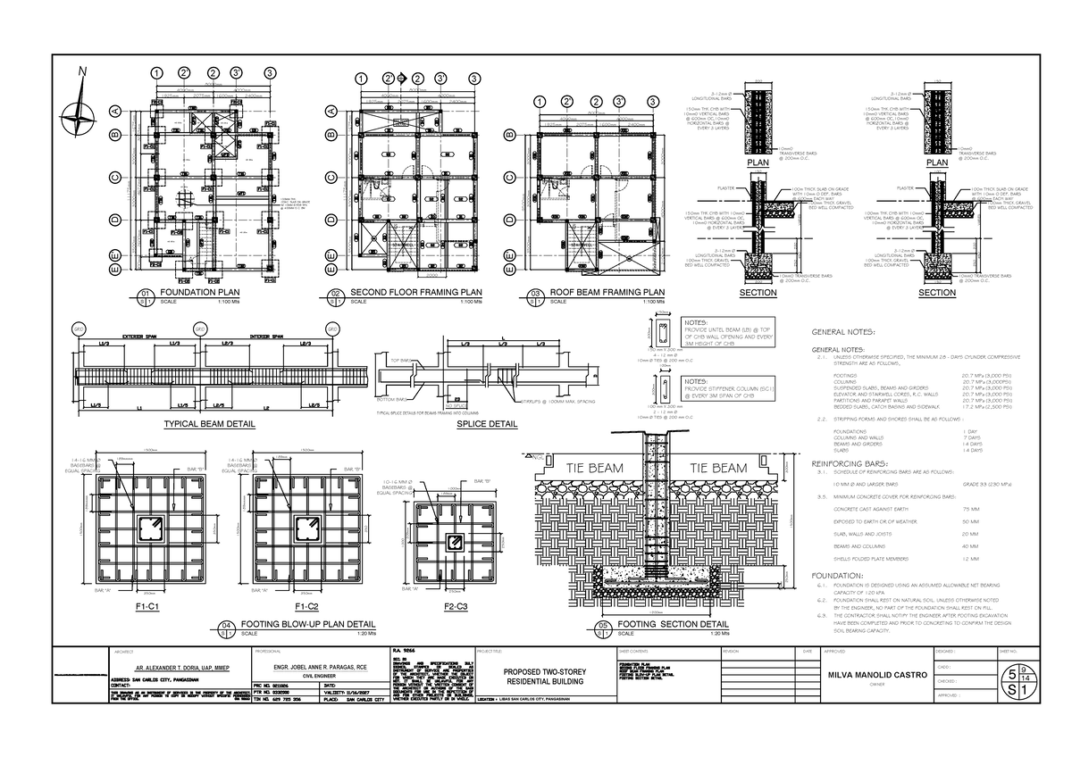 S-101: Structural Plans for Proposed Two-Storey Residential Building ...