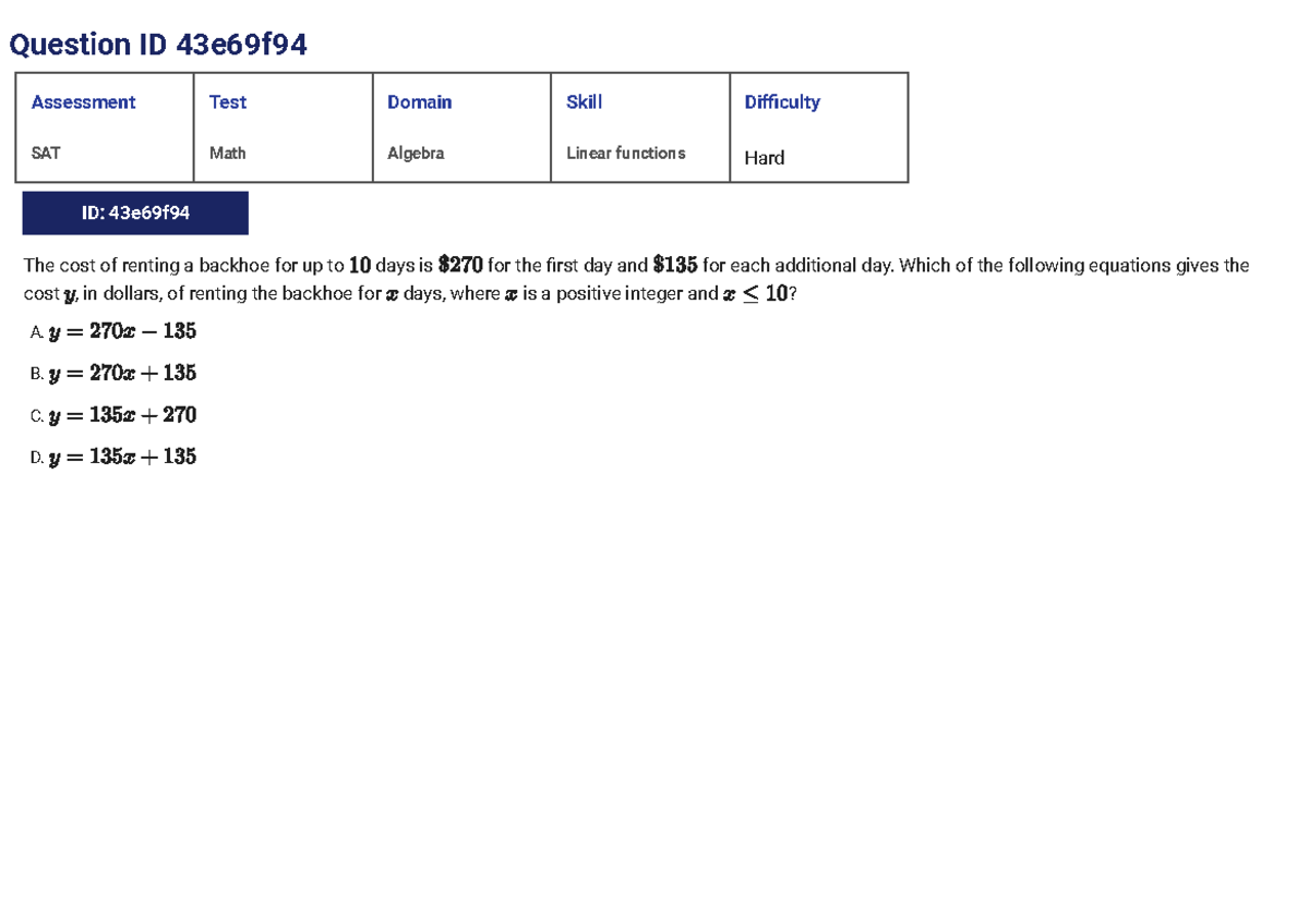SAT Math Question Bank - Practice Problems and Results - Studocu