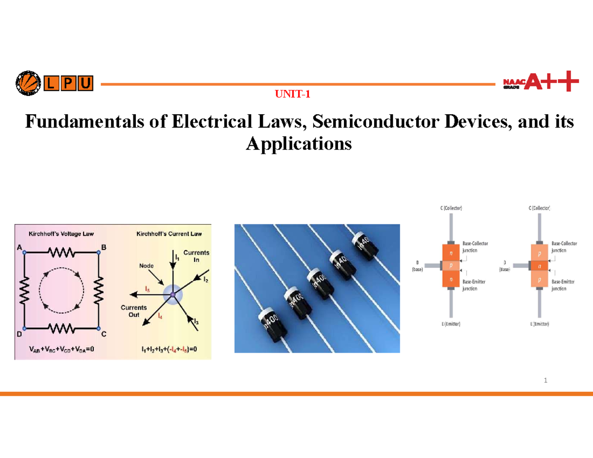 L1 - Fundamentals of Electrical Laws & Semiconductor Devices - Studocu