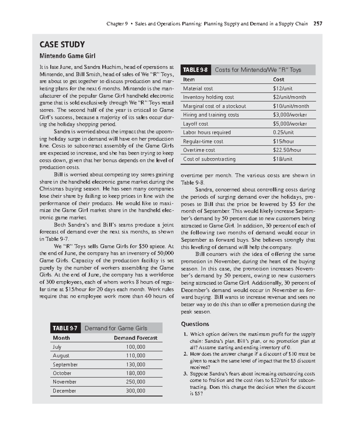 Chapter 9 Case Study: Sales & Ops Planning for Mintendo Game Girl - Studocu