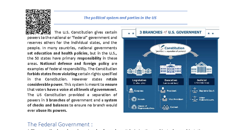 US Political System: Structure, Parties, and Governance Overview - Studocu