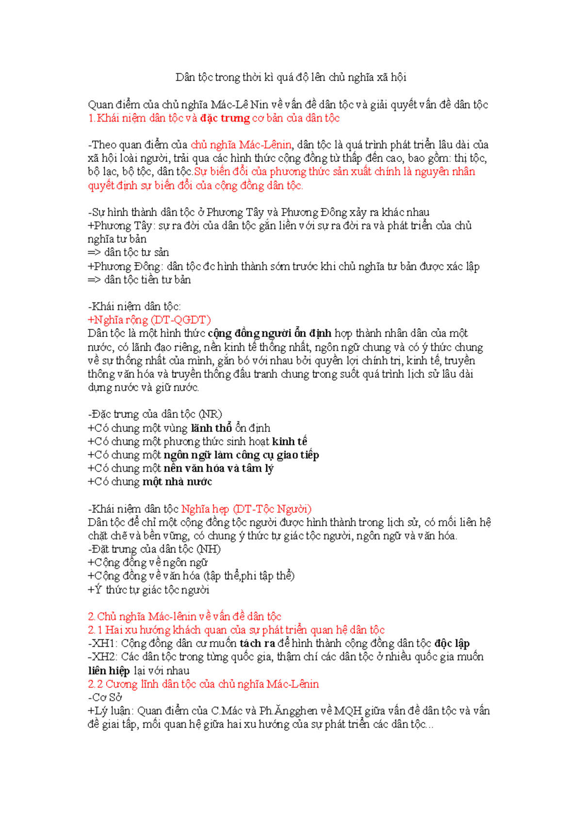 Dân tộc trong thời kì quá độ lên chủ nghĩa xã hội - Dân tộc trong thời ...