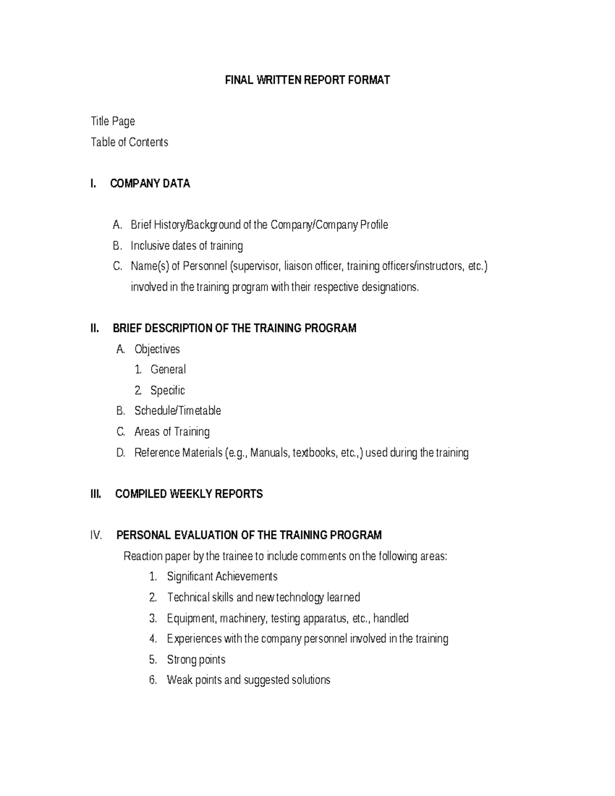 OJT 6 103 06902 Final Written Report Format and Guidelines - Studocu