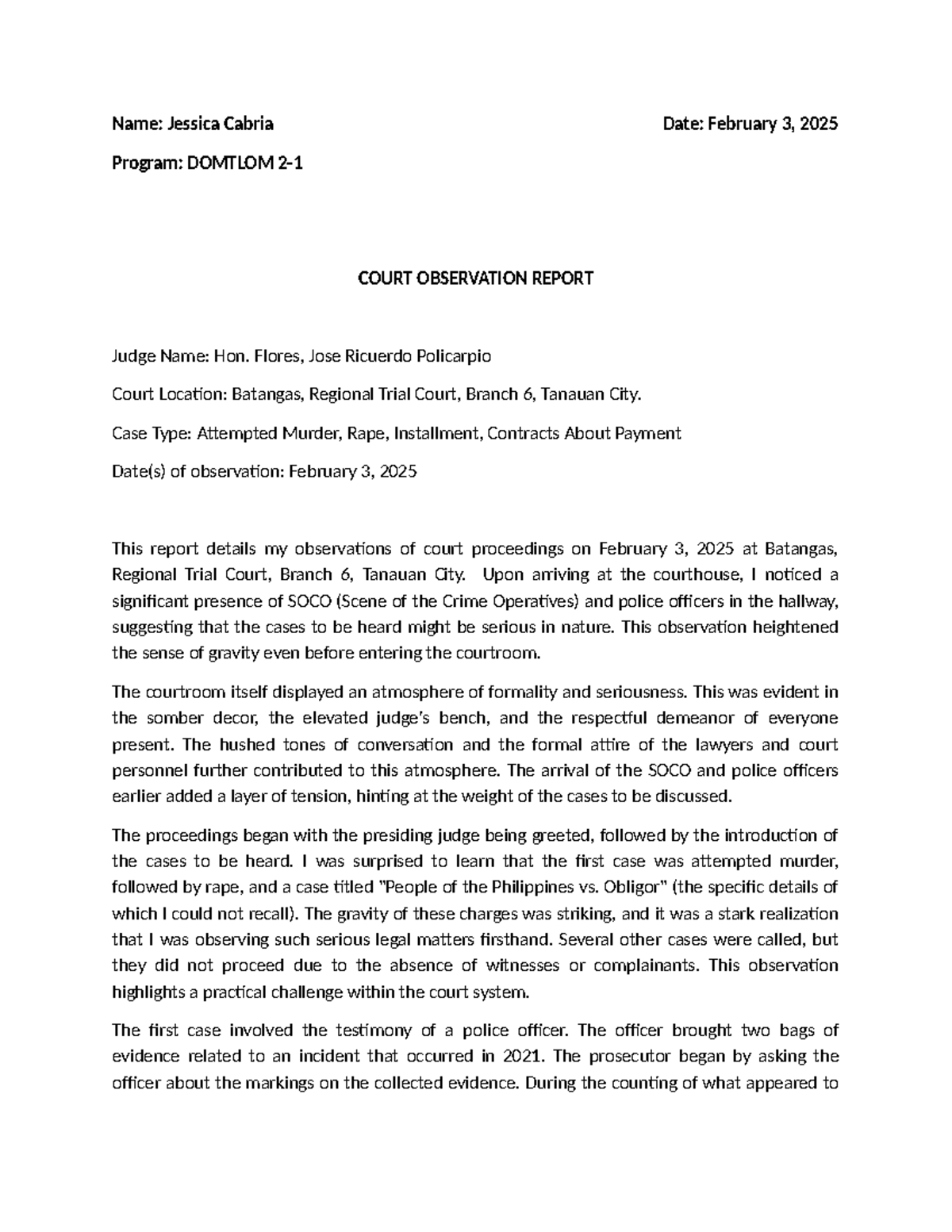 DOMTLOM 2- Court Observation Report: Judicial Proceedings on Feb 3 ...
