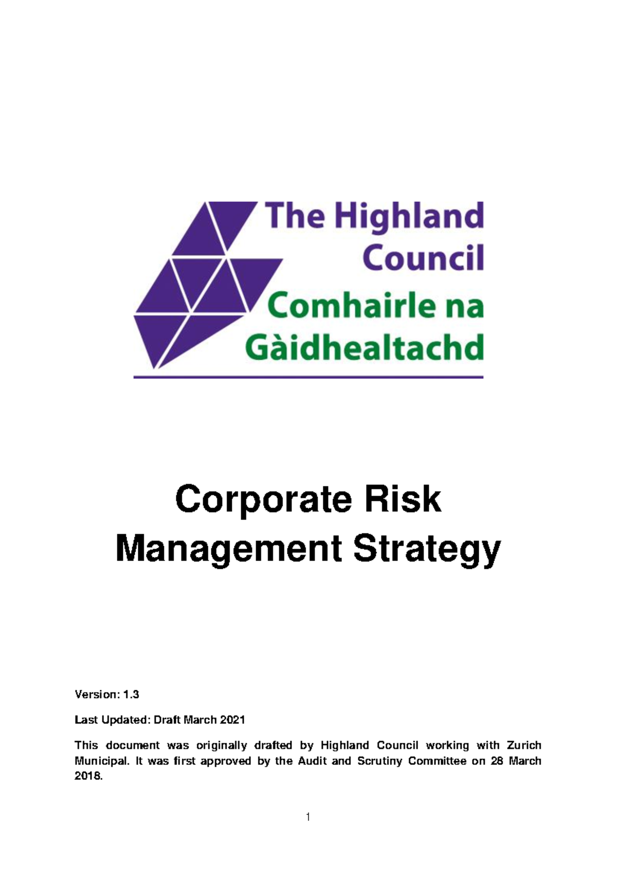 Highland Council Corporate Risk Management Strategy 2021 Draft - Studocu