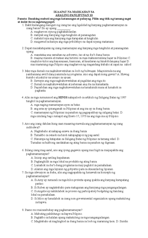 AP10-Q4-MOD1 - ####### 10 Araling Panlipunan Ikaapat na Markahan ...