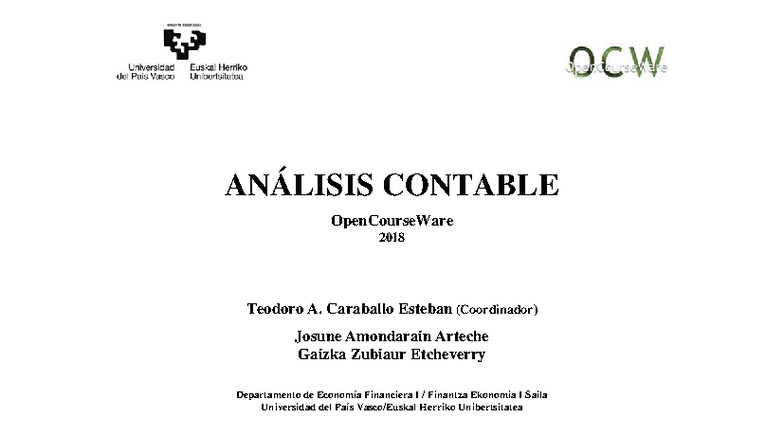 ANÁLISIS CONTABLE I: Información Financiera y Proceso Contable - Studocu