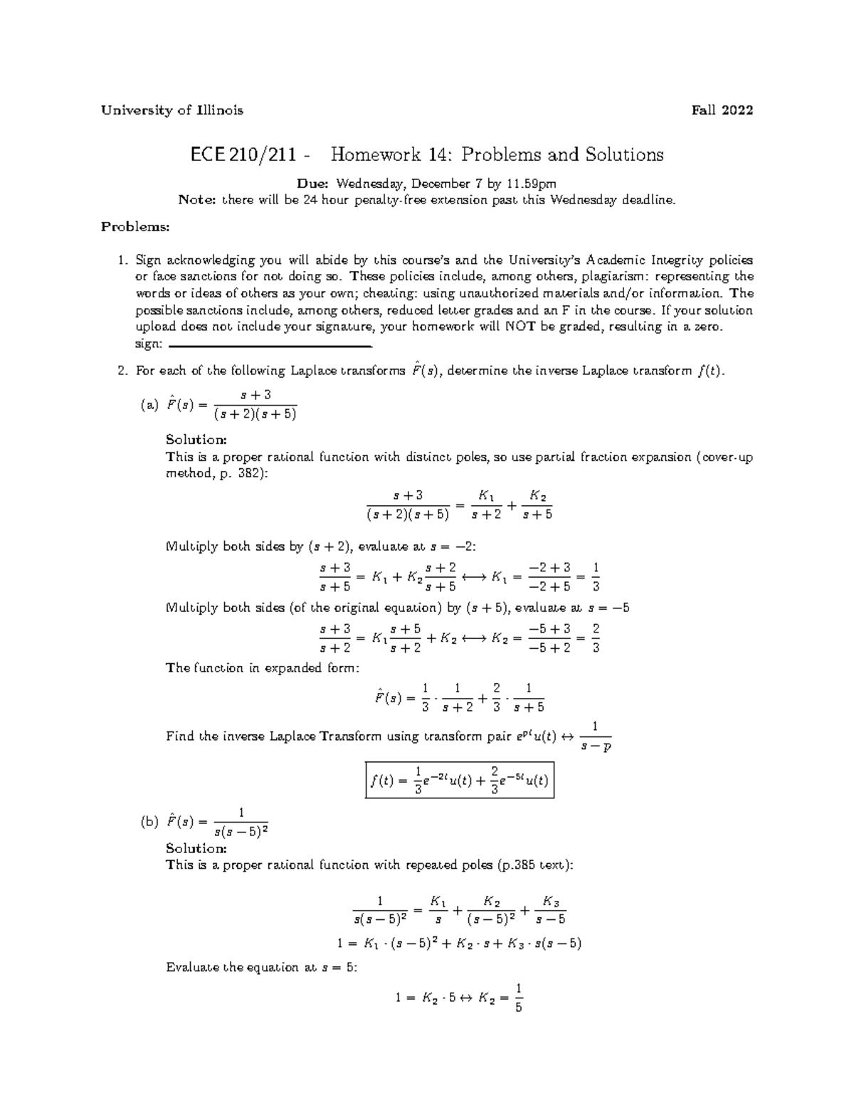 ECE 210 Fall 2022 Homework 14 Solutions and Problems - Studocu