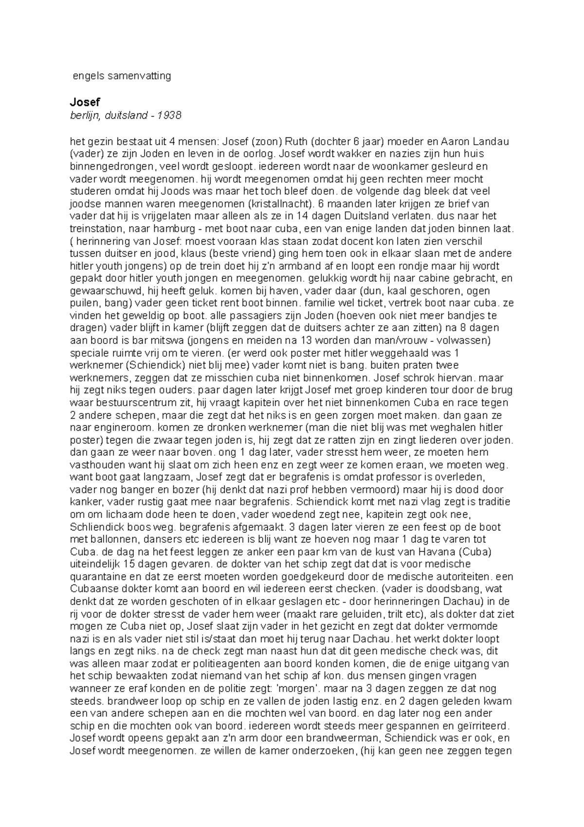 Samenvatting van 'Refugee' - Door Josef en Isabel's Oorlogsreizen ...