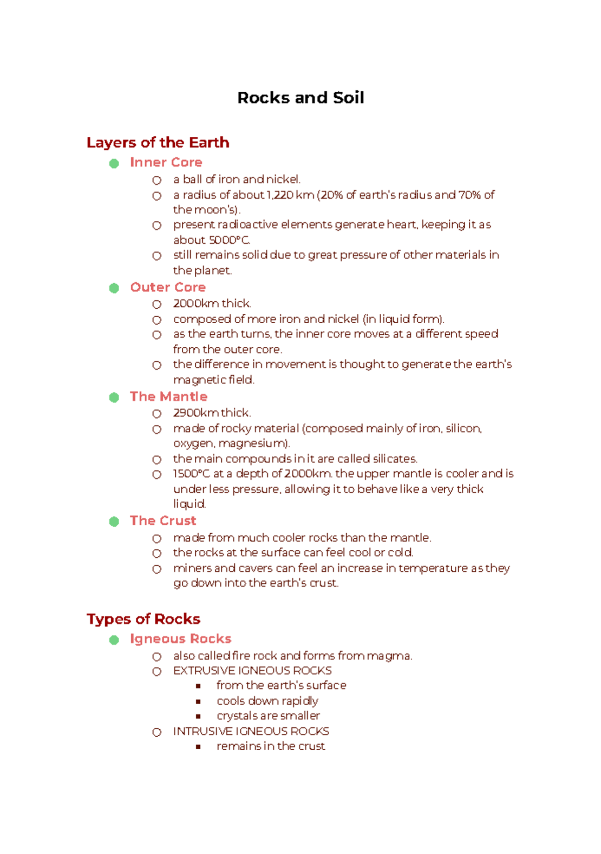 25. Rocks and Soil - Lecture Notes on Earth's Layers and Types - Studocu