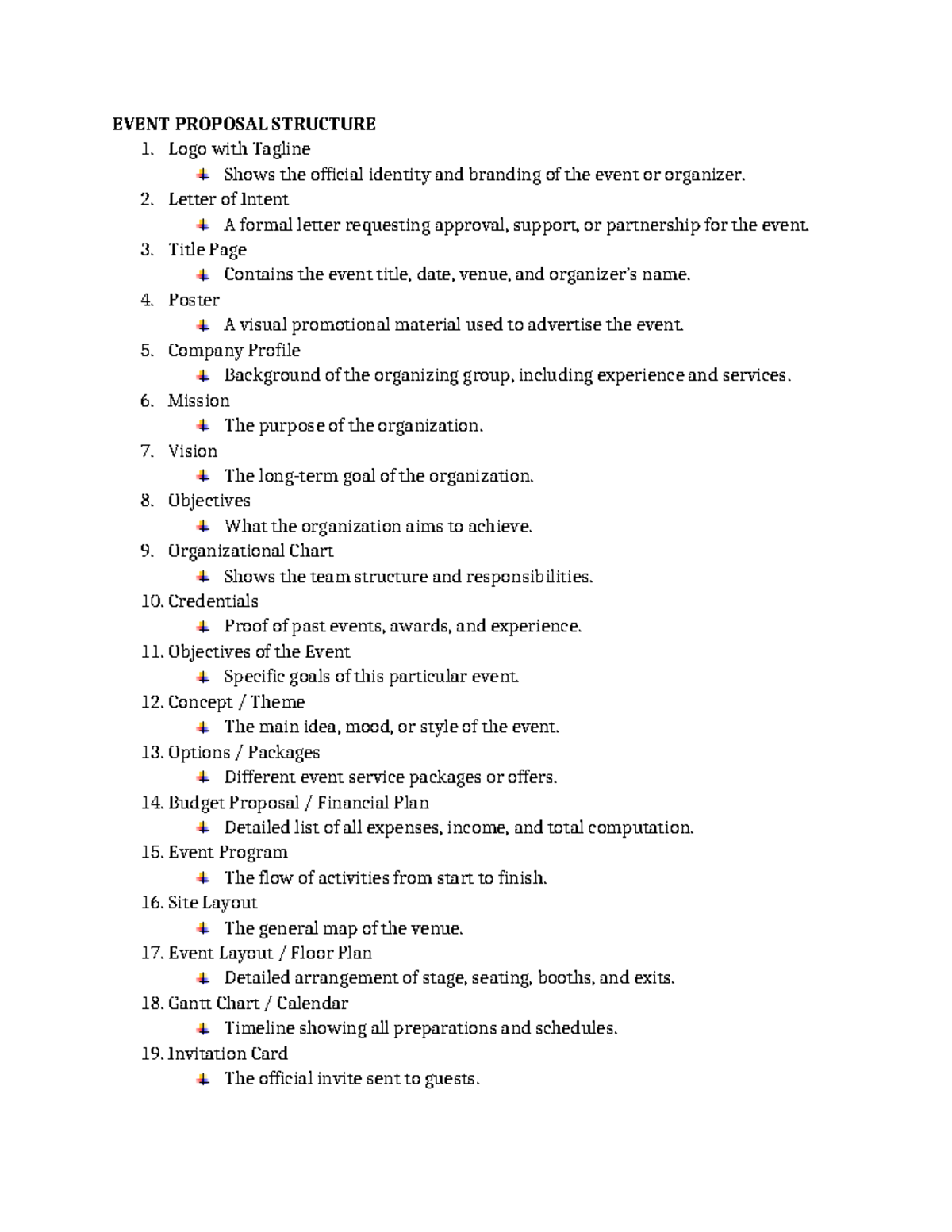 Event Structure - EVENT PROPOSAL STRUCTURE Logo with Tagline Shows the ...