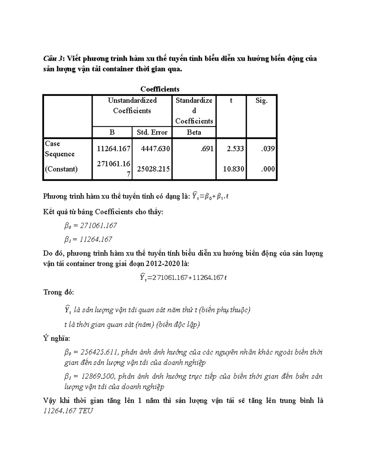 Phân Tích Xu Hướng Vận Tải Container: BTL TKKD Kiểm Tra 2 - Studocu