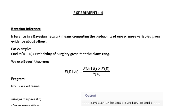 Bayesian Inference & Reinforcement Learning: Experiment 4 & 6 - Studocu