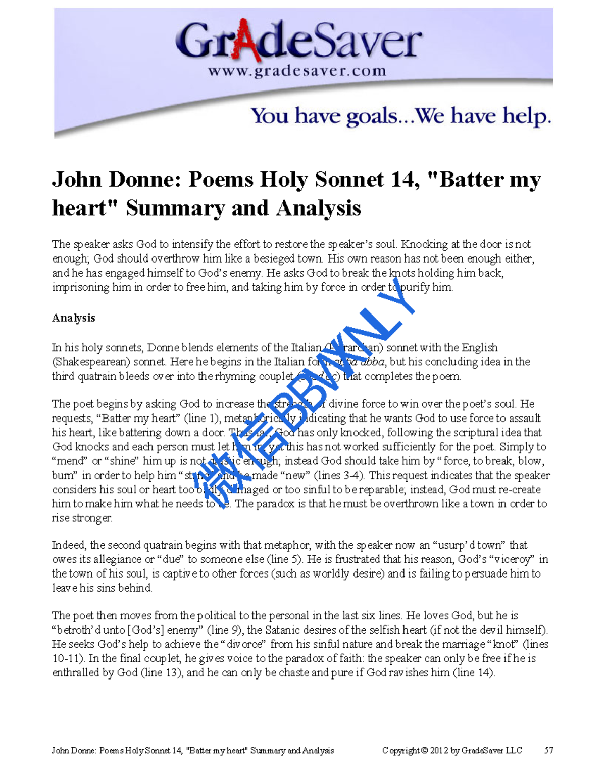 John-Donne-Poems-Grade Saver 61 - John Donne: Poems Holy Sonnet 14 ...