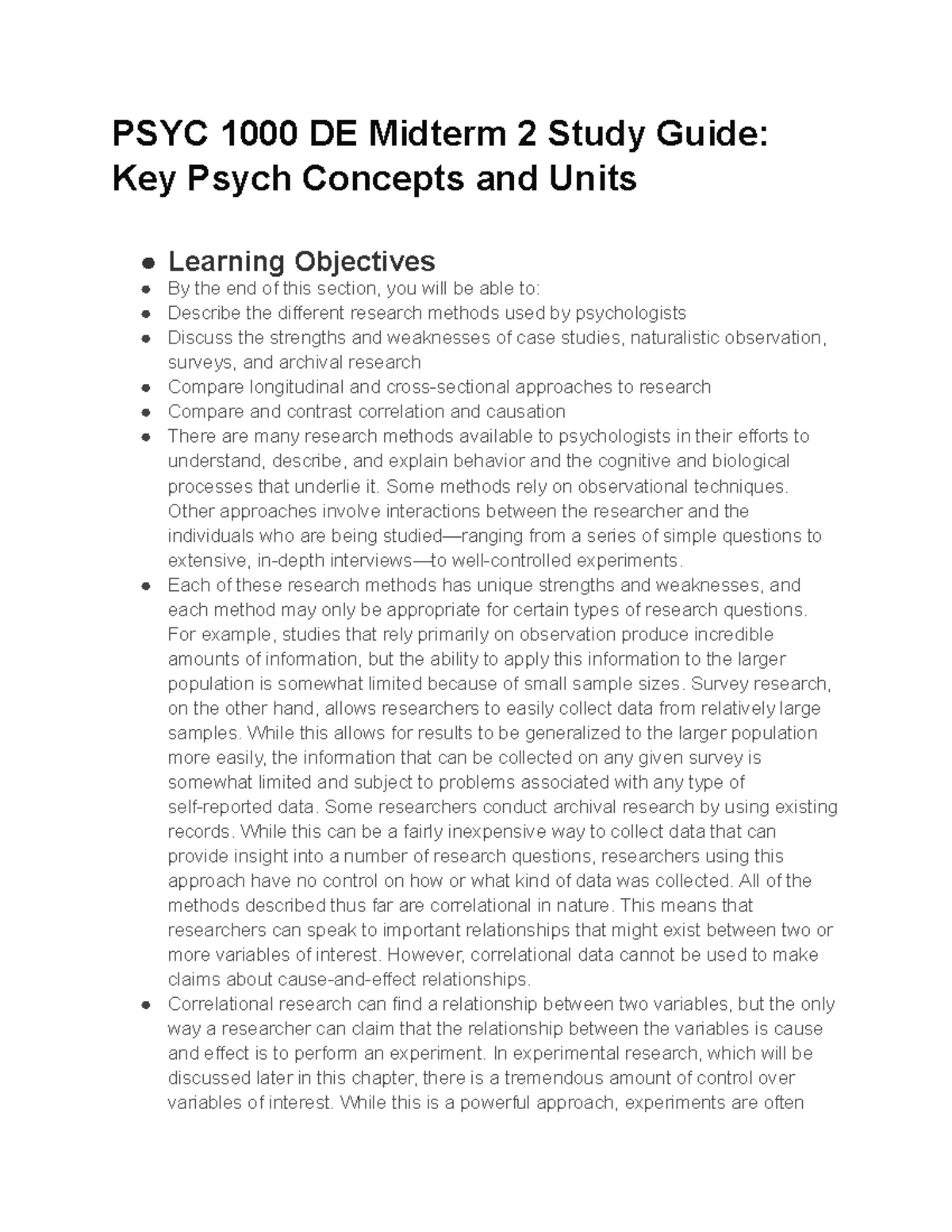 PSYC DE Midterm 2 Study Guide: Research Methods in Psychology - Studocu