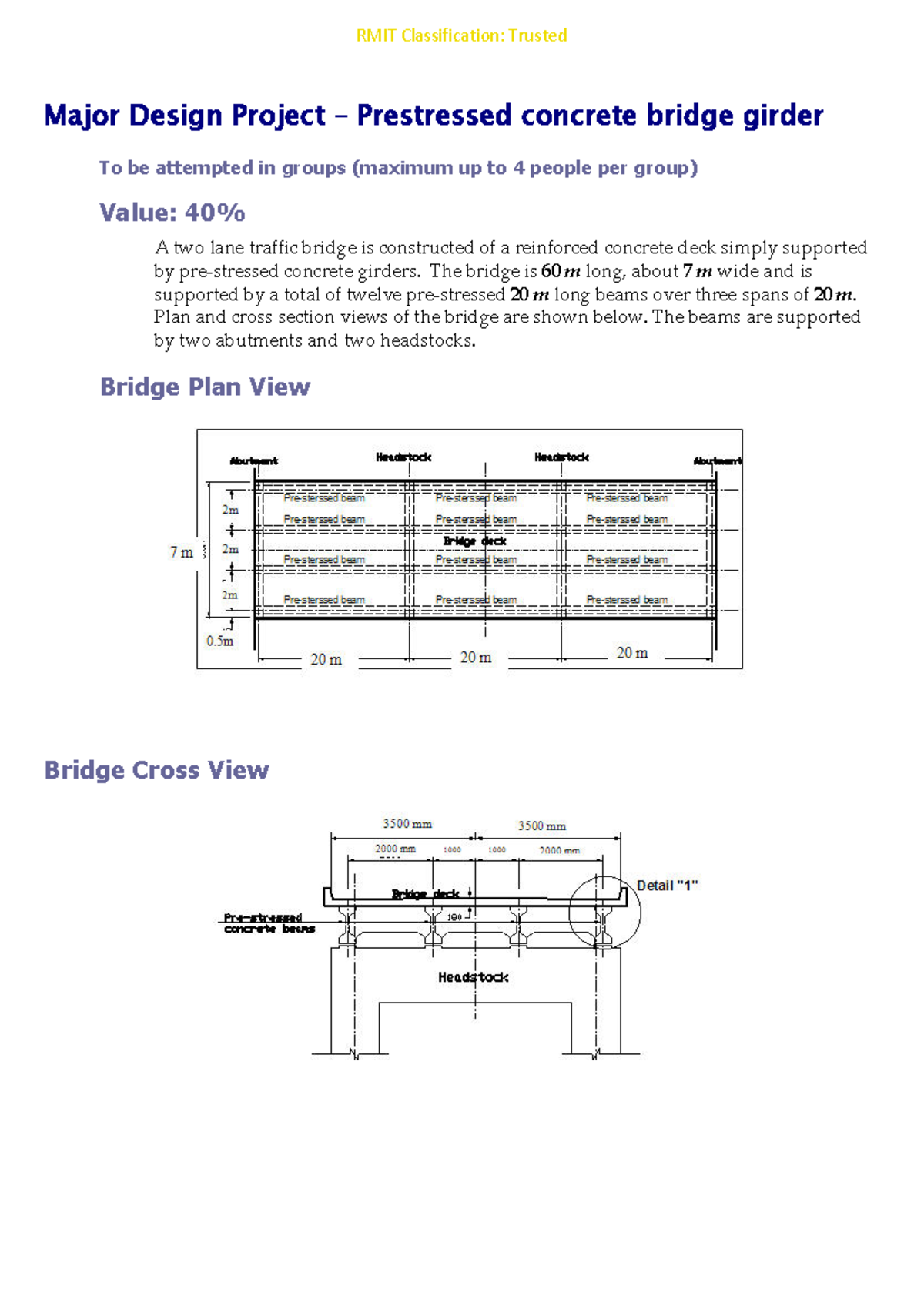 Concrete Structures 2 - Final Design Brief for Prestressed Bridge - Studocu
