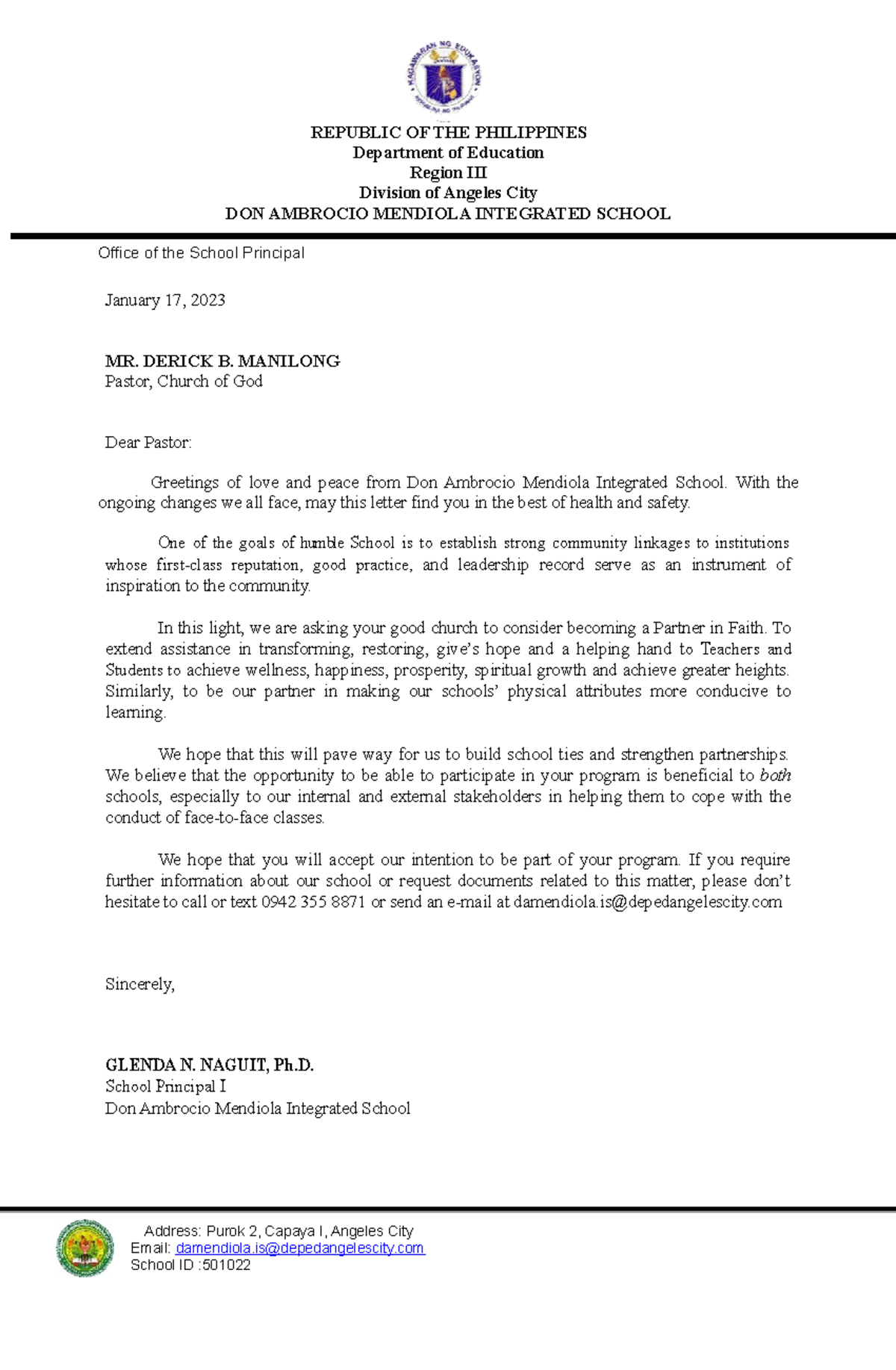 Letter of Intent for Partnership - Church of God Collaboration - Studocu