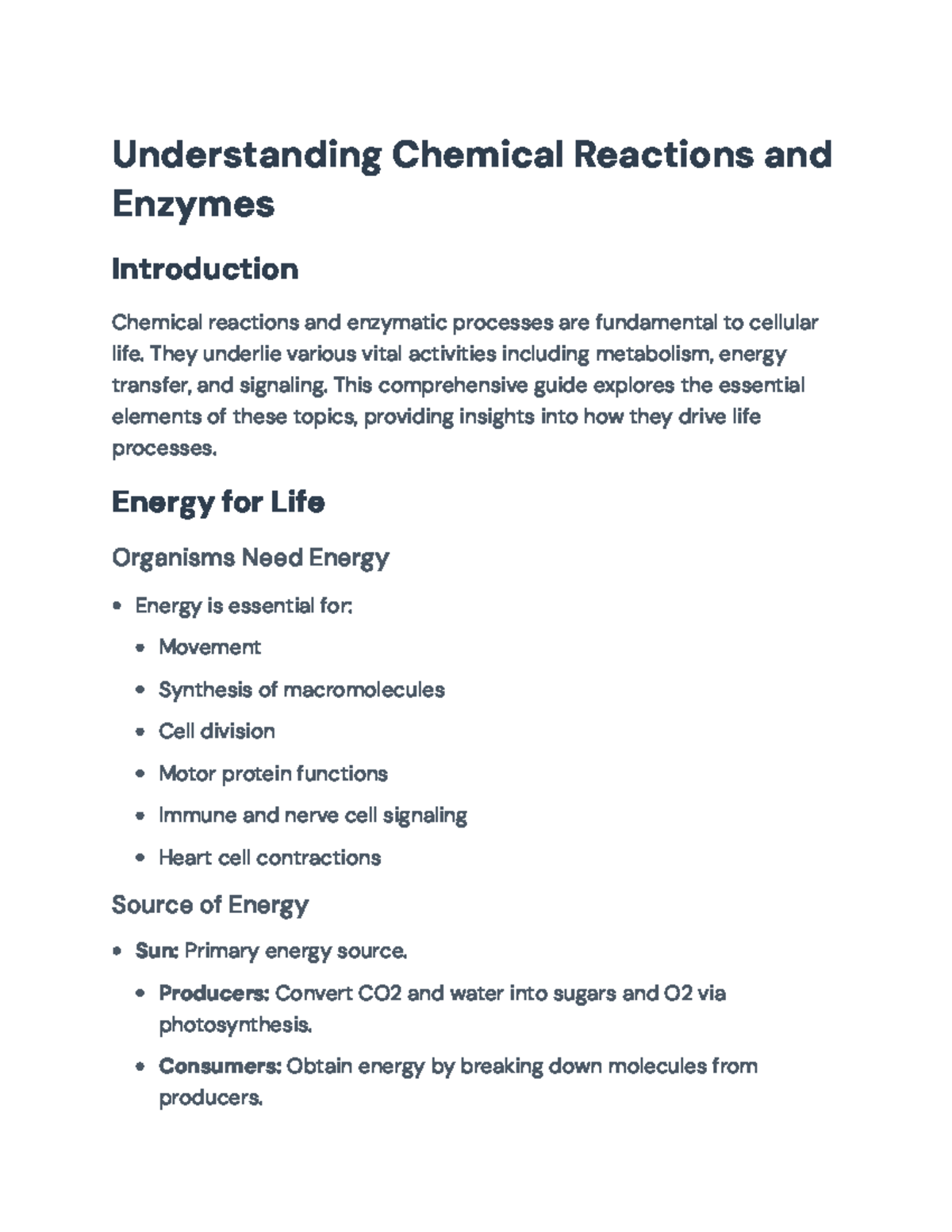 Understanding Chemical Reactions and Enzymes: A Comprehensive Guide ...