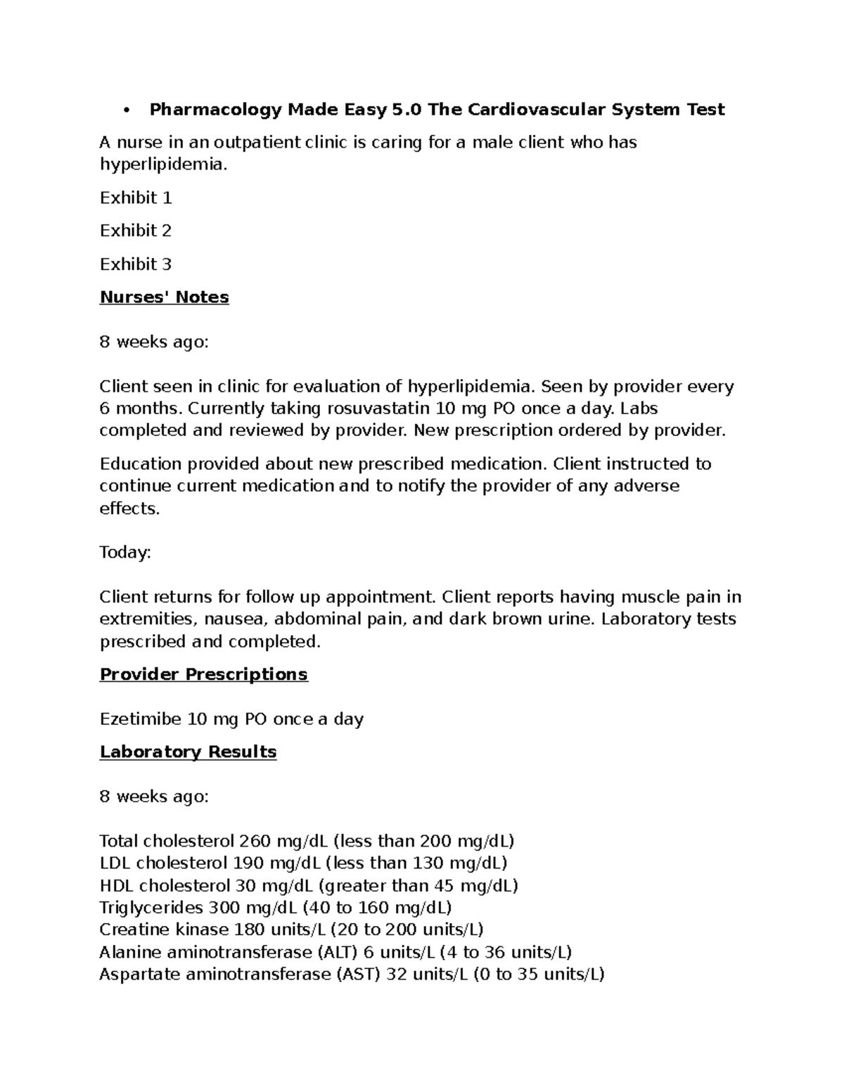 Pharmacology Made Easy 5.0: Cardiovascular System Test Review - Studocu