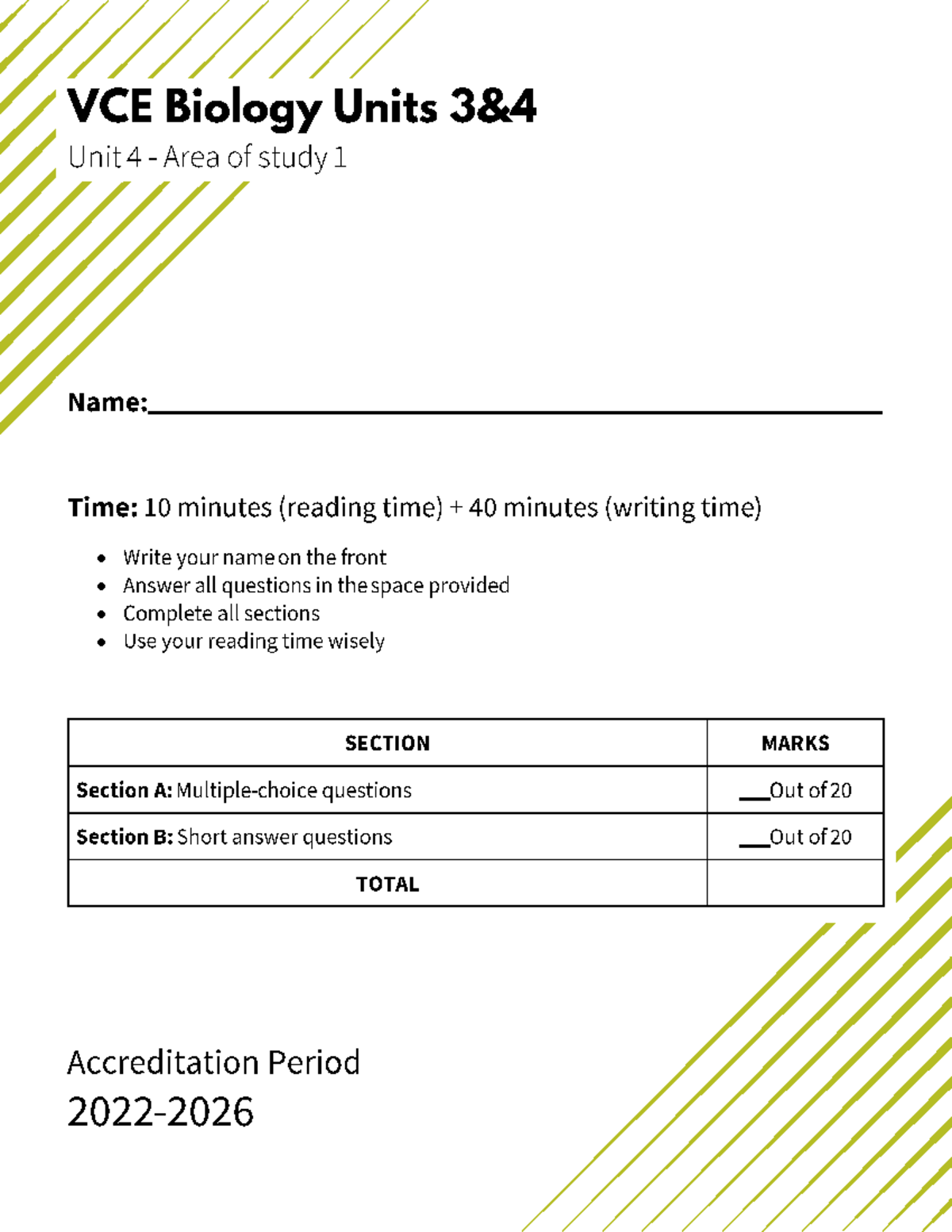 Unit 4 - AoS 1 - Practice Exam Questions and Answers - Studocu
