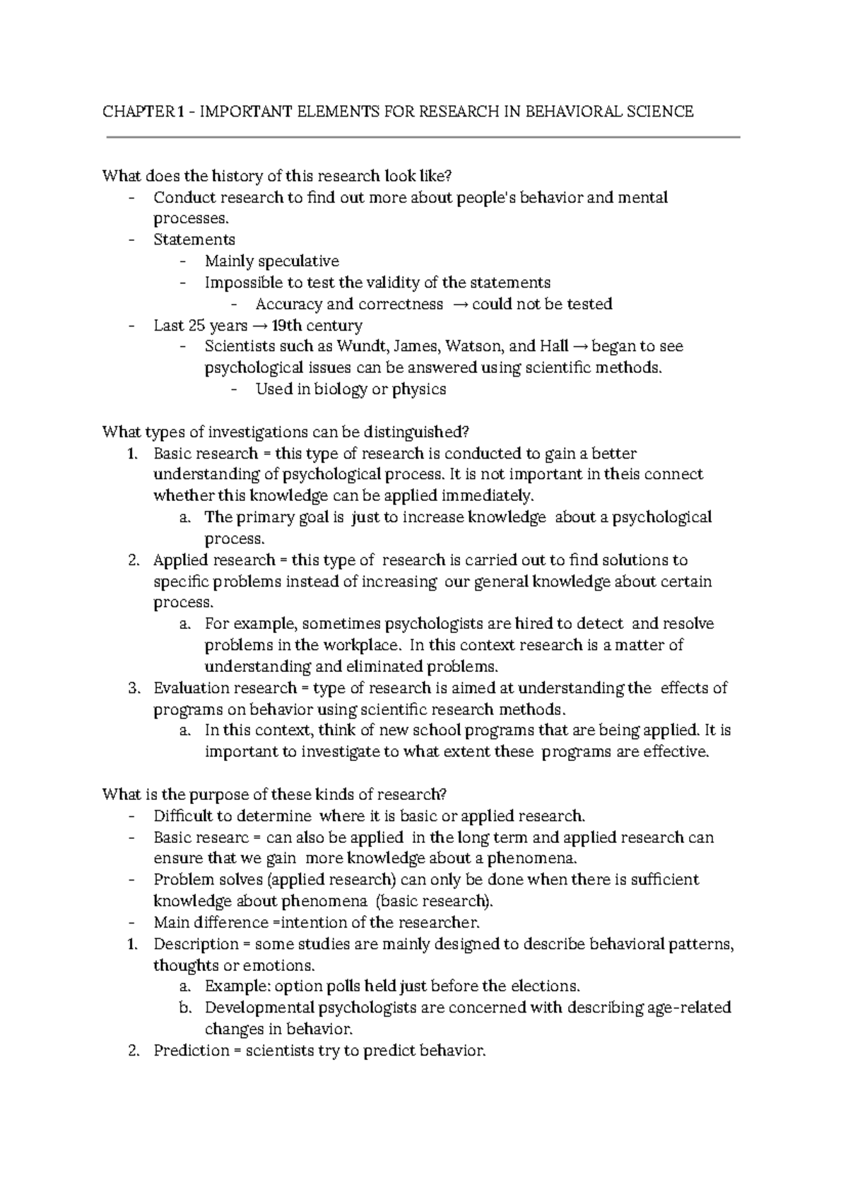 Summary - Intro to Research Methods & Stats: Key Elements in Behavioral ...