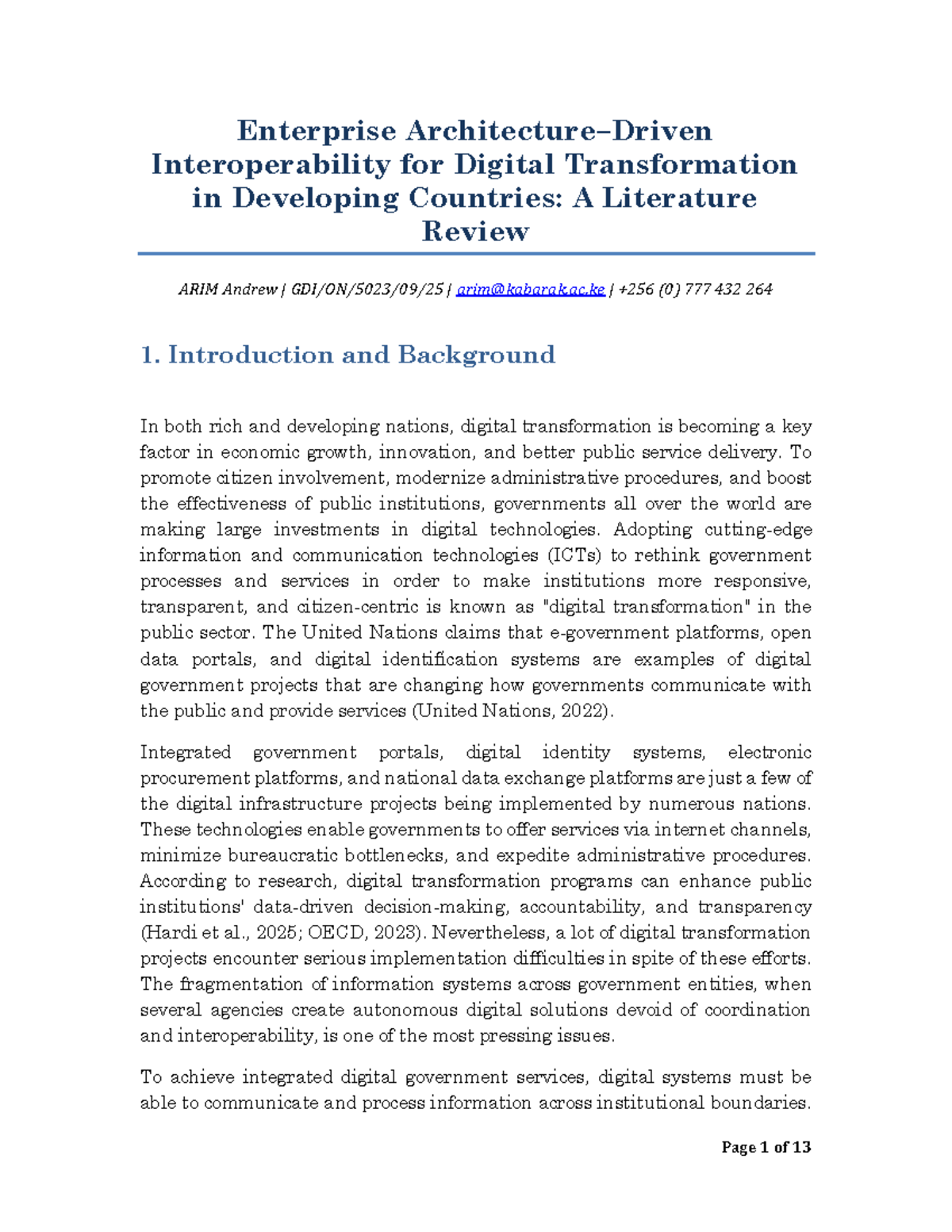 EA Digital Transformation in Developing Countries: A Literature Review ...