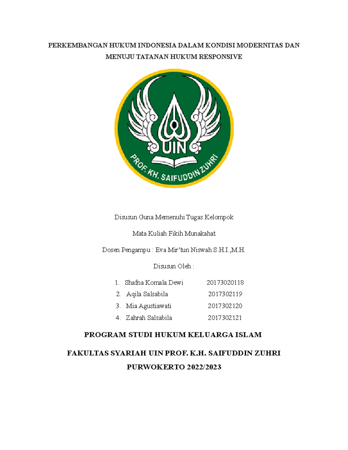 Perkembangan Hukum Indonesia: Menuju Tatanan Hukum Responsif - Fikih ...