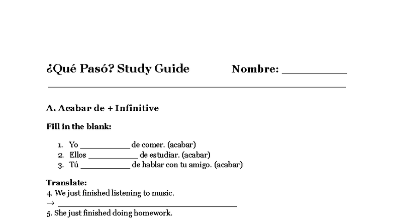 What Happened? Spanish Study Guide (Final Exam) - Studocu