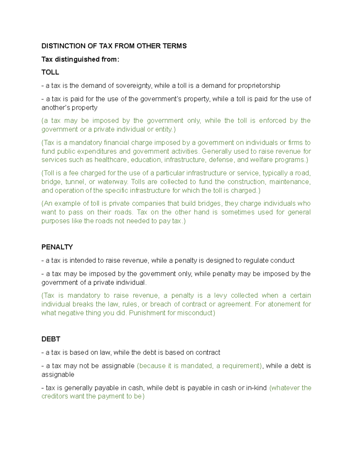 Current TAX System 2 - DISTINCTION OF TAX FROM OTHER TERMS Tax ...