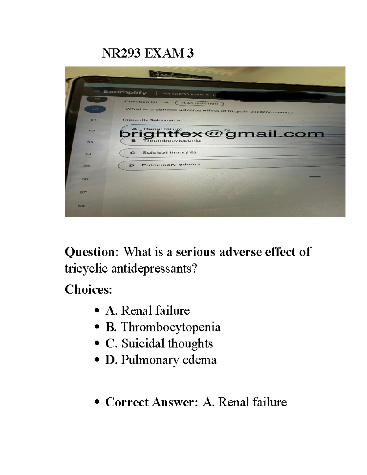 NR293 Pharmacology Final Exam Review: Adverse Effects and Side Effects ...