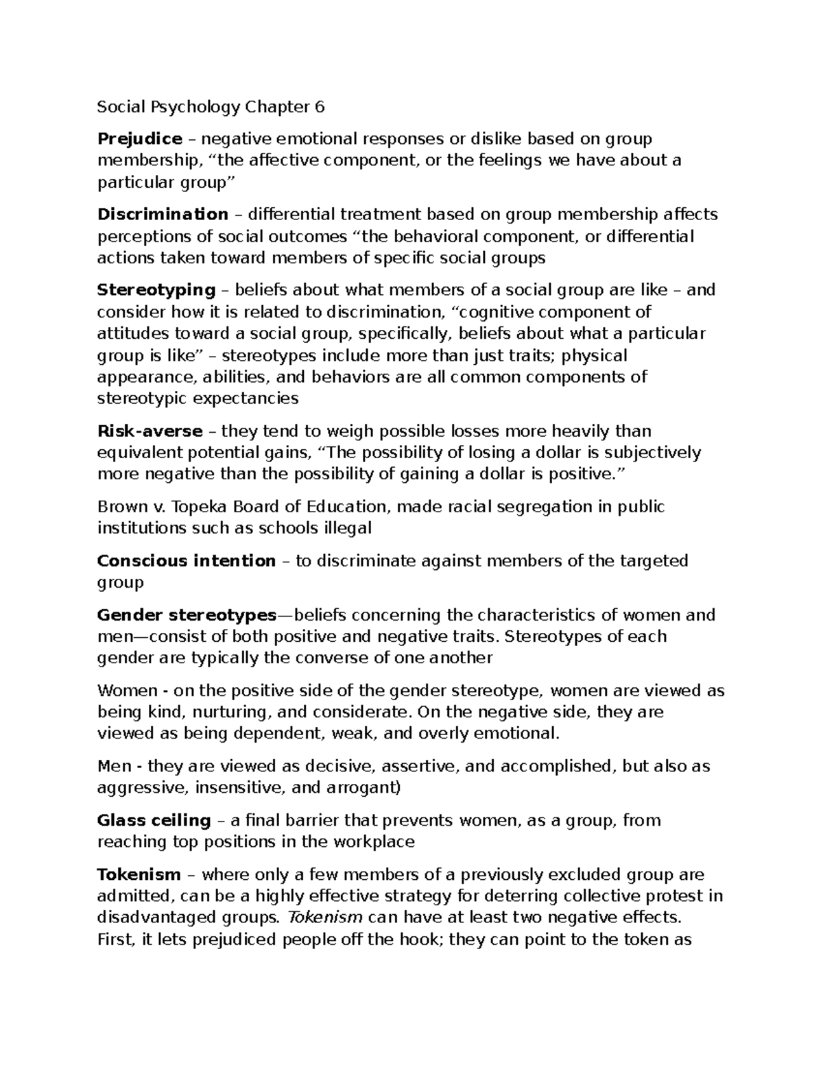 Social Psychology PSY 101 Chapter 6: Prejudice and Discrimination ...