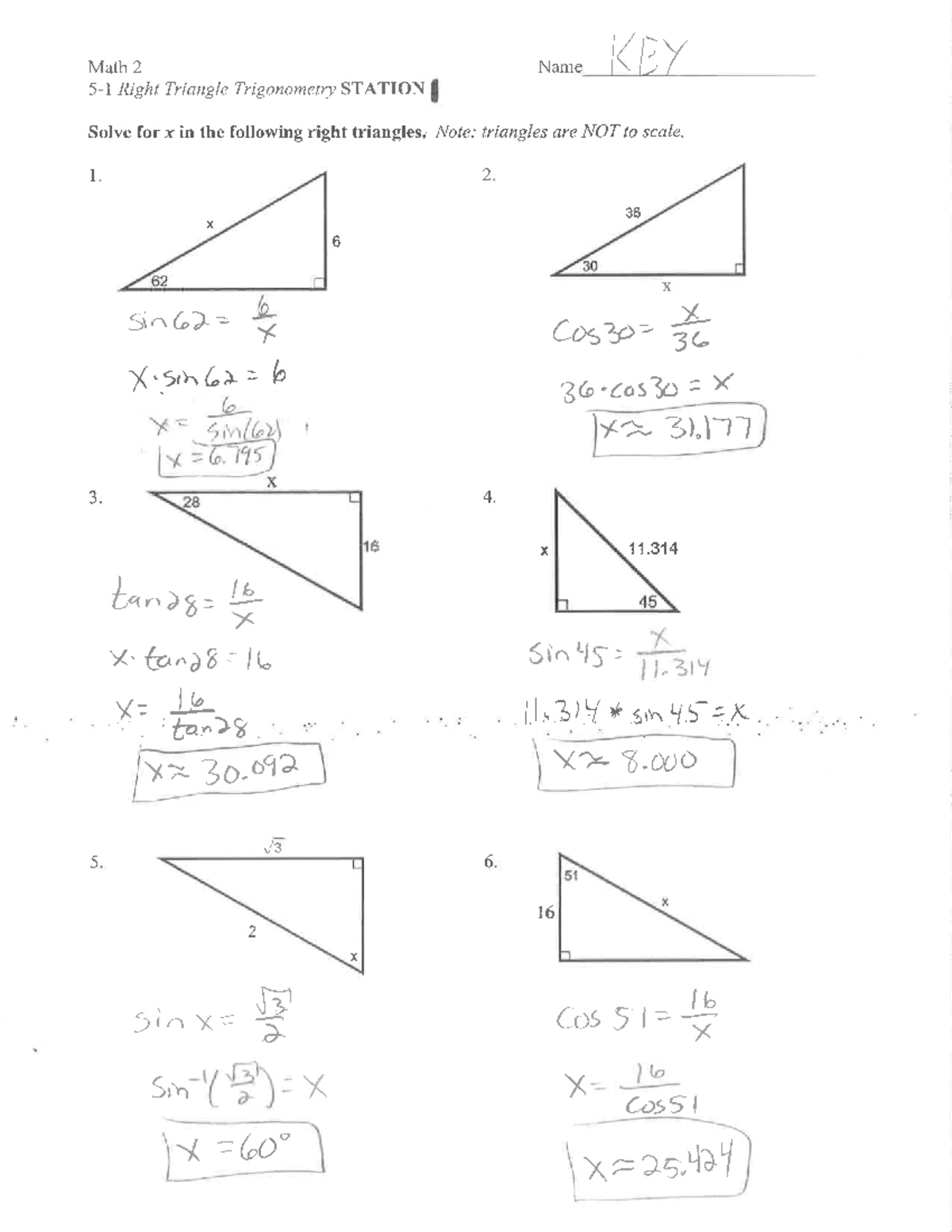 Math 2 Right Triangle Trigonometry Review & Practice Exercises - Studocu